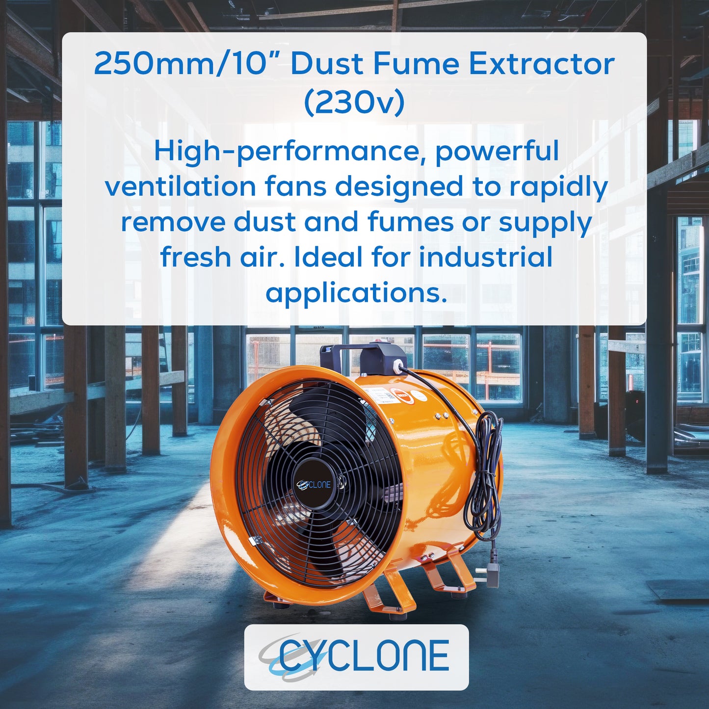 Cyclone 10" Dust Fume Extractor / 230V Industrial Ventilation Fan ...